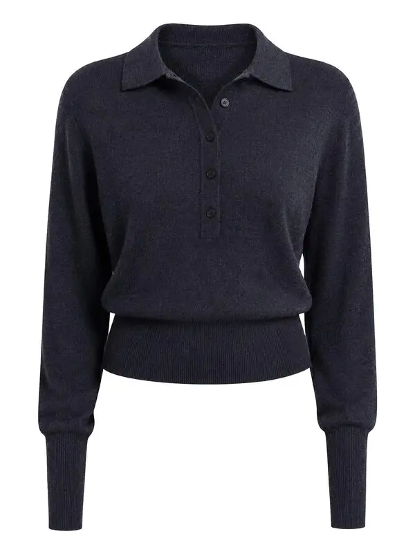 DL1961 November Merino Wool Knit Polo - Navy
