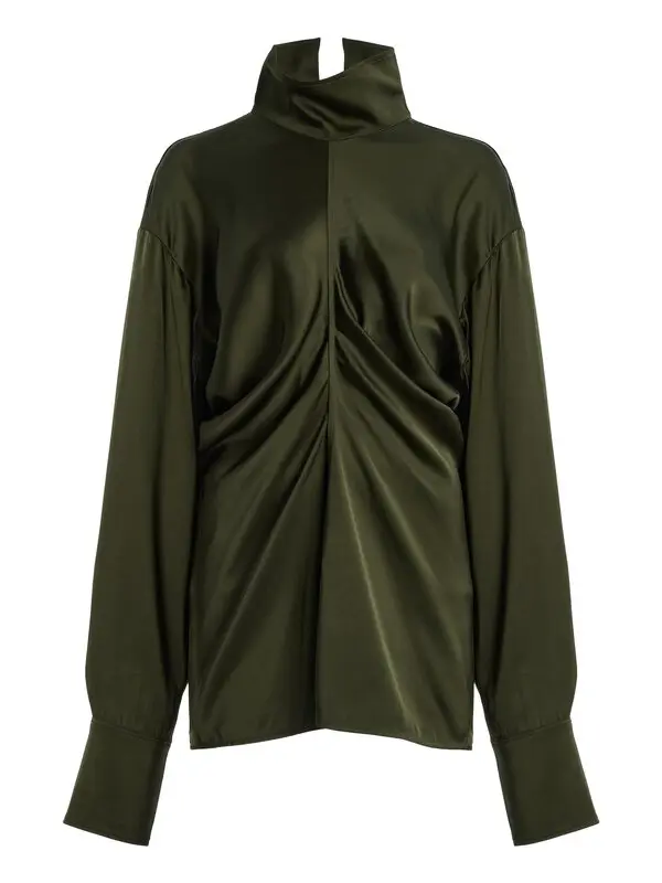 TOTEME Slouch Satin Top - Green