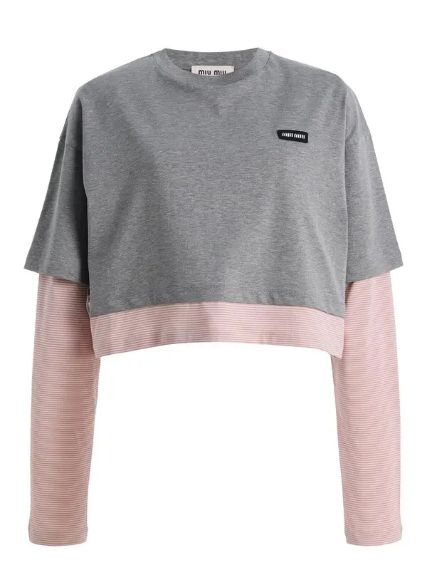 Miu Miu Layered Jersey Top - Grey