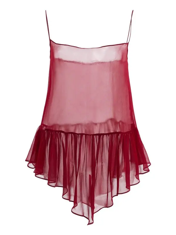 Tove Harlowe Ruffled Silk Top - Red