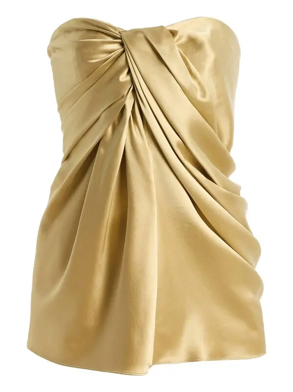 Tove Eden Draped Silk Top - Gold