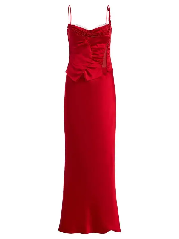 Alejandra Alonso Rojas Hand Draped Satin Gown - Red