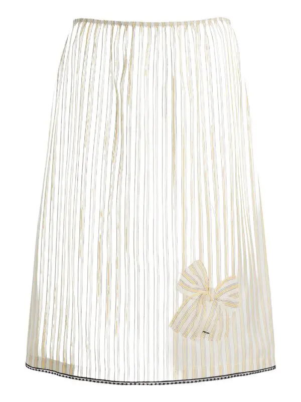 Prada Striped Cupro Midi Skirt - Yellow
