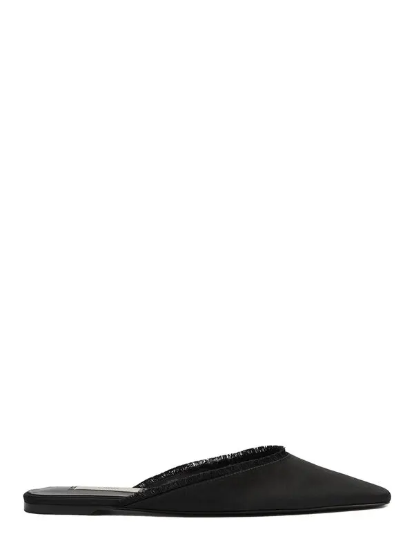 TOTEME Frayed Satin Lounge Slippers - Black