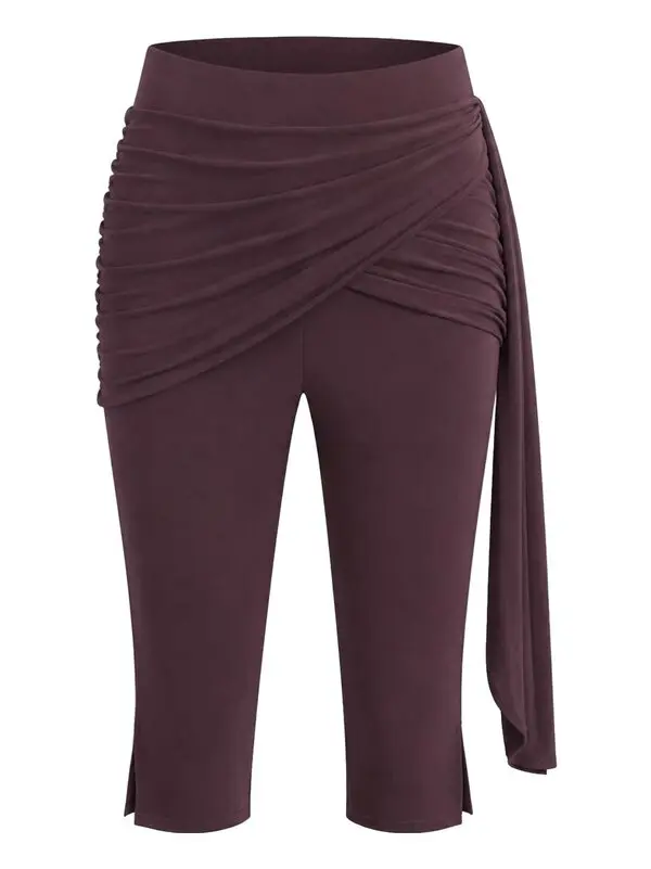 CELESTINE & MAE Imai Wrap Tie Capri Pants - Brown