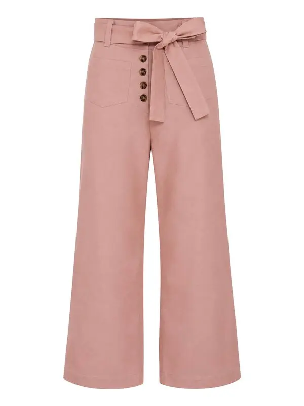 SVETLANA K Misha Trousers High-waisted Flared Organic Cotton In Powder - Pink
