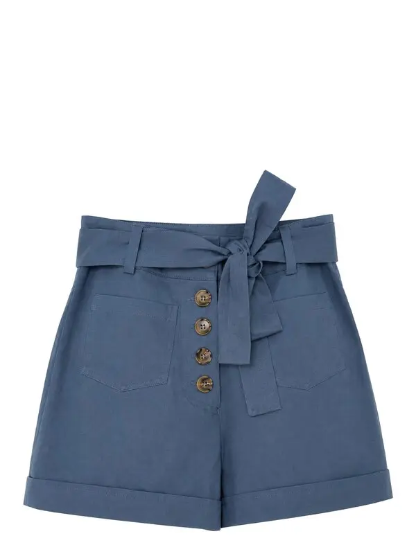 SVETLANA K Sasha Shorts High-waisted Organic Cotton In Mid - Blue