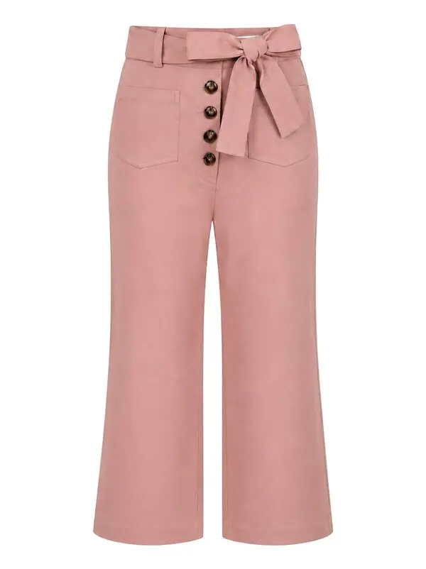 SVETLANA K Mitya Trousers High-waisted Cropped Cotton In Powder - Pink