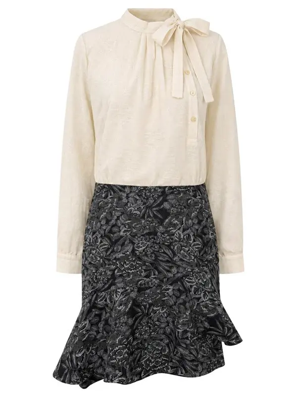 SVETLANA K Adele Organic Cotton Voile And Floral Jacquard Dress - Grey