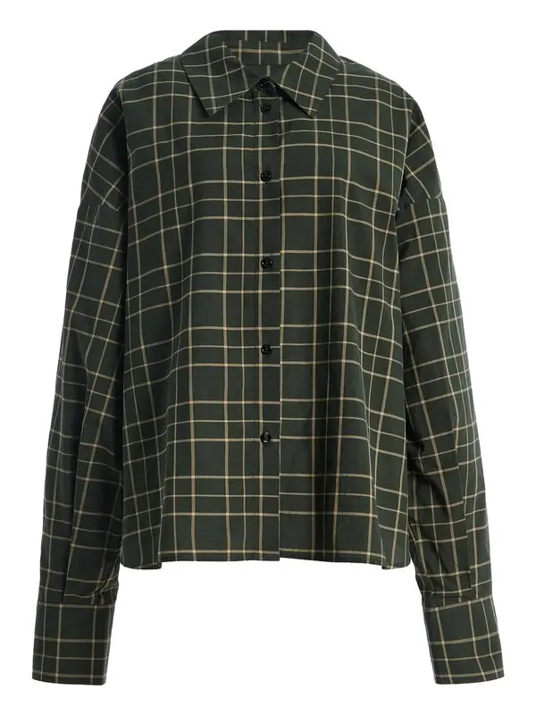 TOTEME Boxy Plaid Cotton Shirt - Print