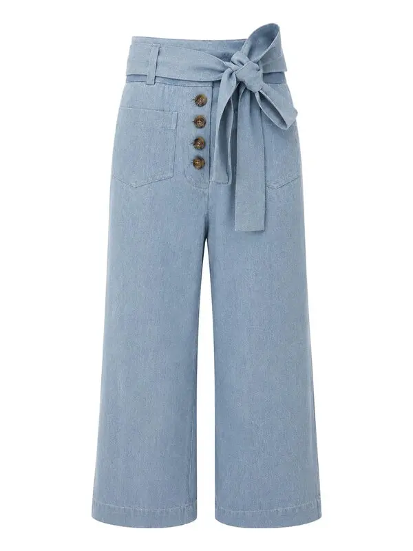 SVETLANA K Mitya Jeans High-waisted Cropped Denim In Light - Blue