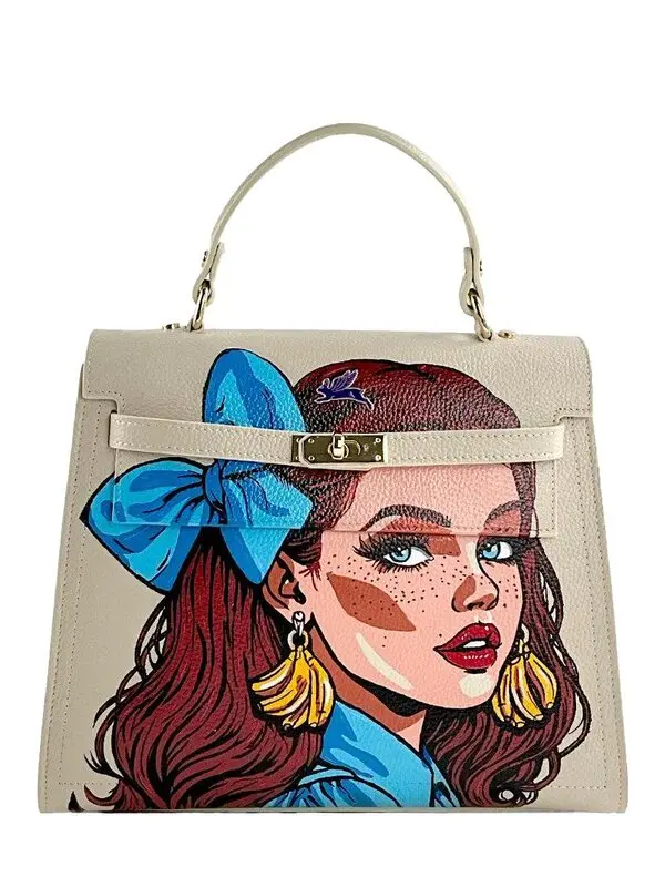 MAISON RUBAIYAT Neutrals Lulu Hand Painted Leather Bag Emma - Black