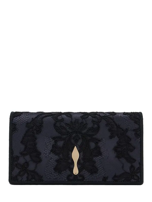 CHRISTIAN LOUBOUTIN Bettina Satin Lace Clutch - Black