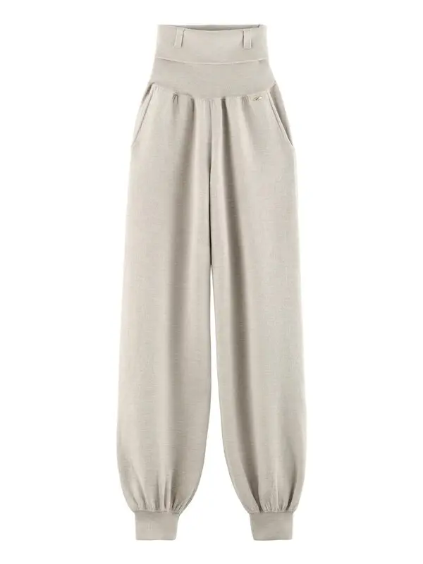 Arakii Foldover Knitted Wool Pants - Neutral