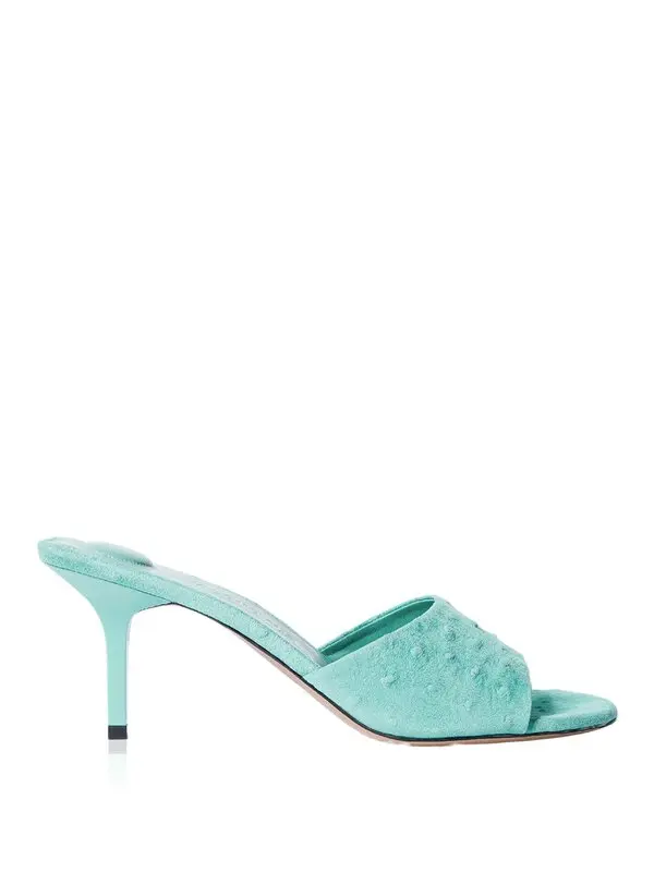 Jacquemus Cubisto Ostrich-effect Leather Mules - Blue