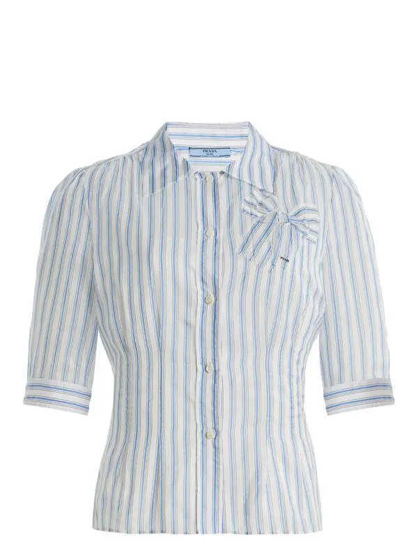Prada Striped Button-down Poplin Shirt - Blue