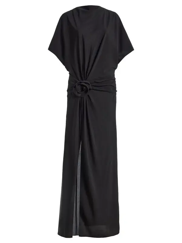 ROTATE BY BIRGER CHRISTENSEN Slit Crepe Maxi Dress - Black