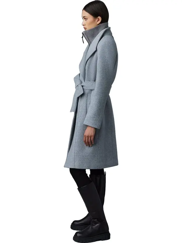 Mackage Norita 2-in-1 Double Face Wool Coat With Sash - Cream