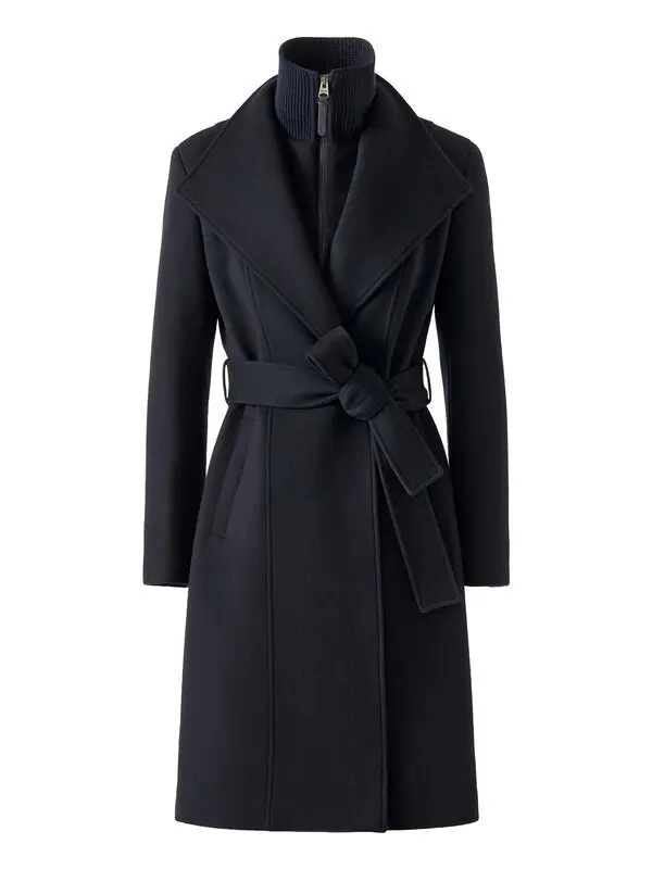 Mackage Norita 2-in-1 Double Face Wool Coat With Sash - Ice Grey