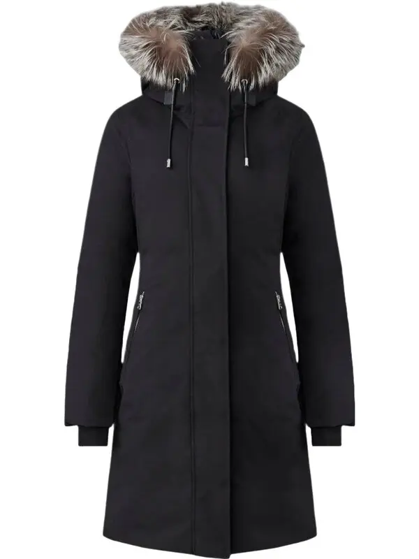 Mackage Shiloh-x 2-in-1 Fitted Down Coat With Removable Bib And Silver Fur - Black