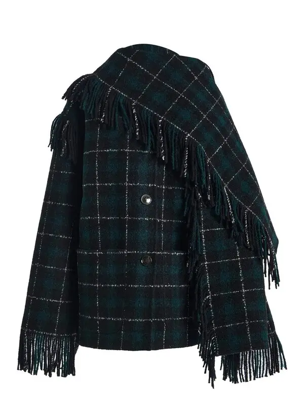 TOTEME Fringed Scarf Wool-blend Jacket - Print