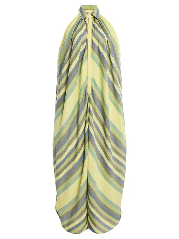 MARRAKSHI LIFE The Halter Striped Cotton Midi Dress - Multi