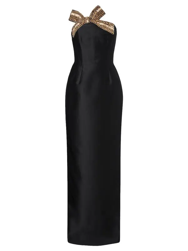 Rebecca Vallance Venus Embellished Crêpe Bustier Gown - Black