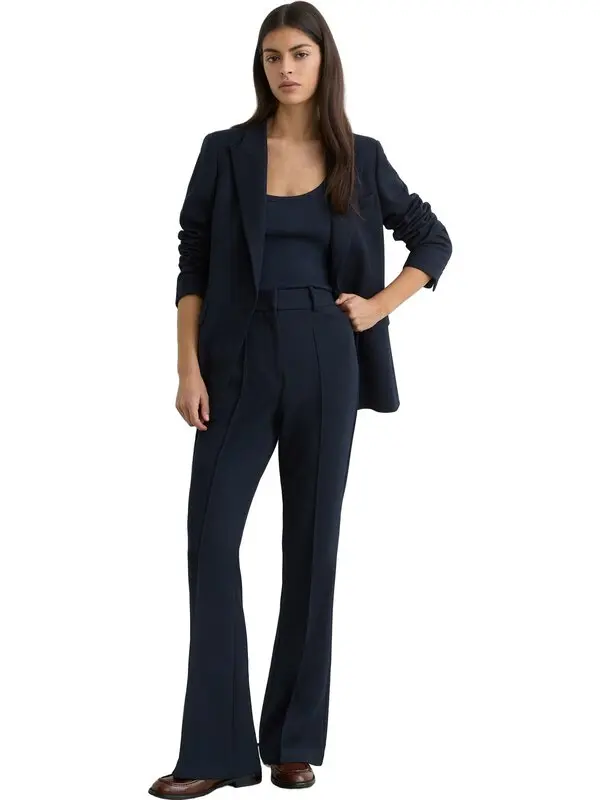 REISS Gabi Flared Trousers - Navy