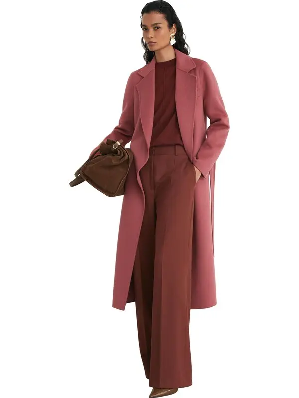 REISS Marlowe Wool-blend Double-breasted Blind-seam Coat - Pink