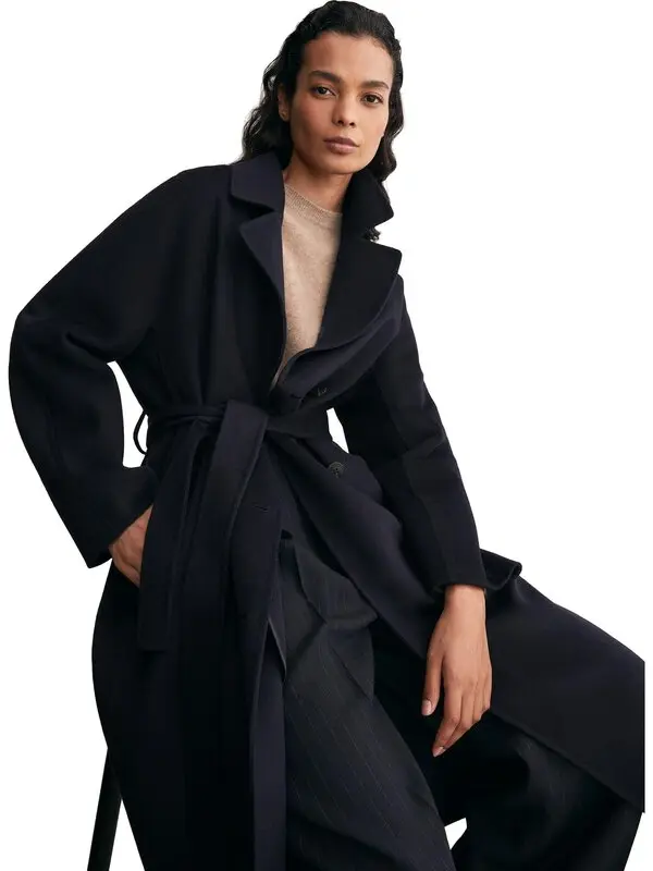 REISS Marina Wool-blend Blindseam Double-breasted Coat - Navy