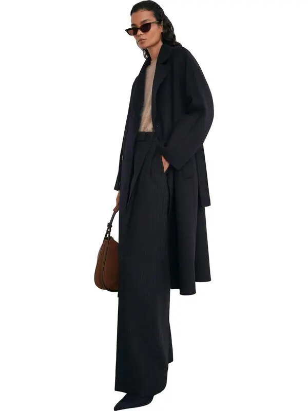 REISS Marina Petite Wool-blend Blindseam Double-breasted Coat - Navy