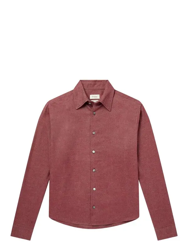SECOND / LAYER Brushed Cotton Shirt - Red