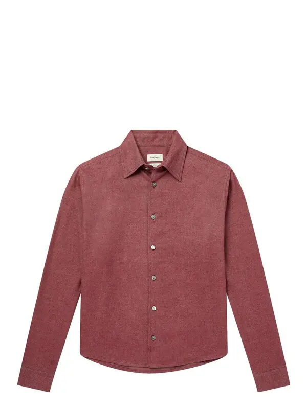 SECOND / LAYER Brushed Cotton Shirt - Red