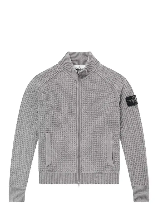 Stone Island Mineral-dyed Cotton Zip-up Sweater - Gray