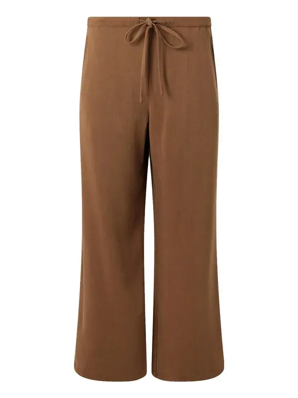 SECOND / LAYER Straight-leg Lyocell-twill Drawstring Trousers - Brown
