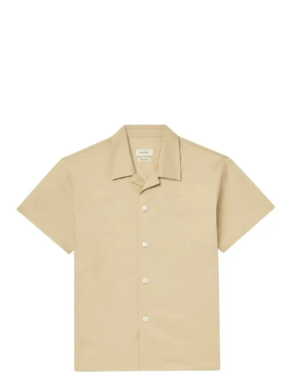 SECOND / LAYER Avenue Camp-collar Stretch-cotton Poplin Shirt - Yellow
