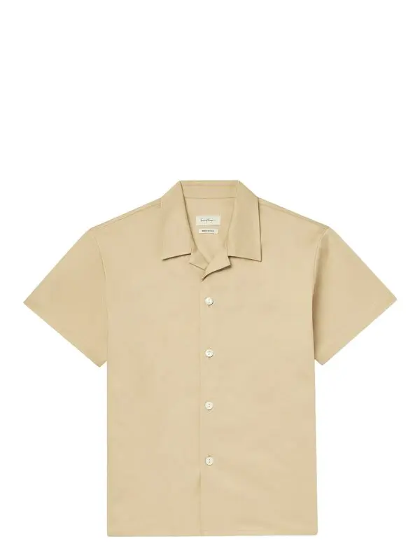 SECOND / LAYER Avenue Camp-collar Stretch-cotton Poplin Shirt - Yellow