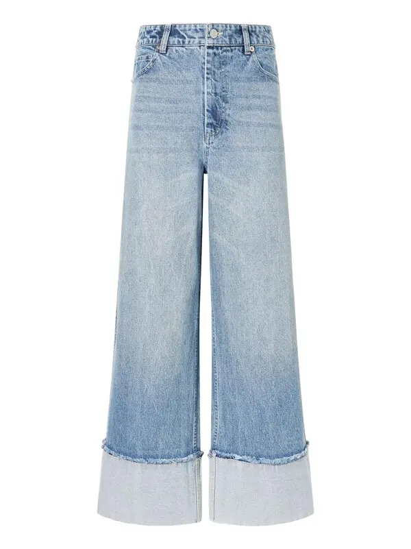 Sea Zayna Frayed High-waisted Wide-leg Jeans - Blue