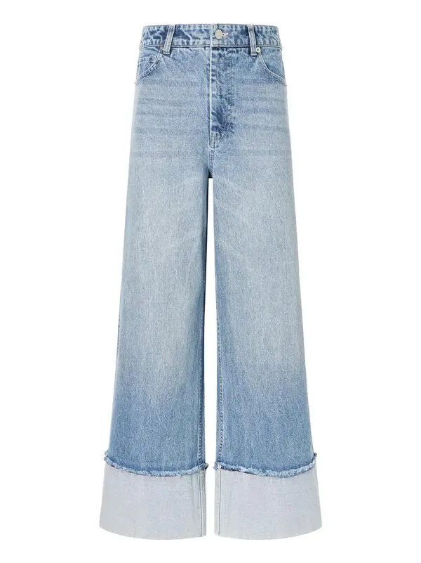Sea Zayna Frayed High-waisted Wide-leg Jeans - Blue