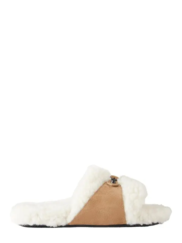 Balenciaga Buckle-detailed Suede-lined Slip-on Flats - Brown