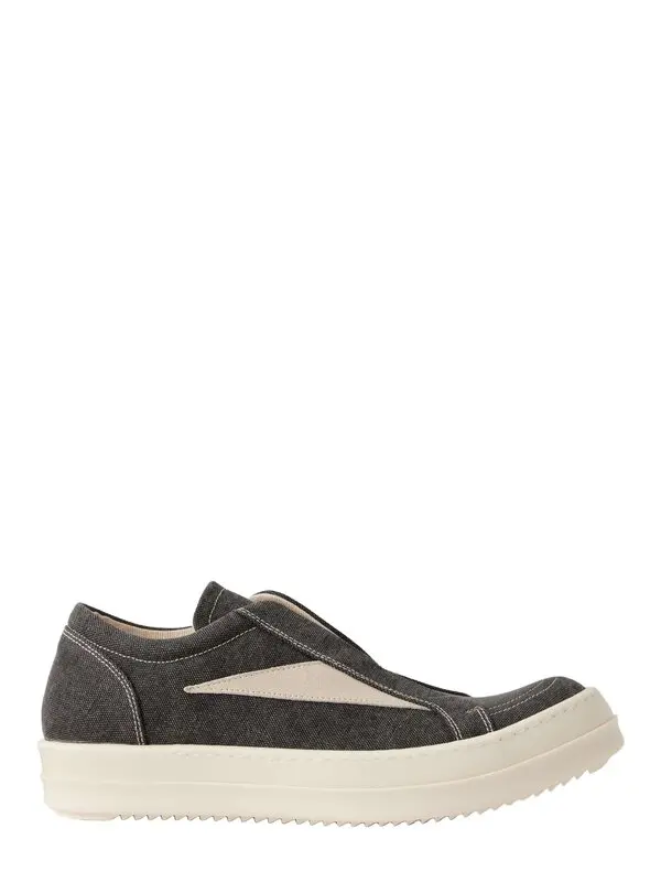 Rick Owens Laceless Vintage Suede-trimmed Canvas Sneakers - Gray