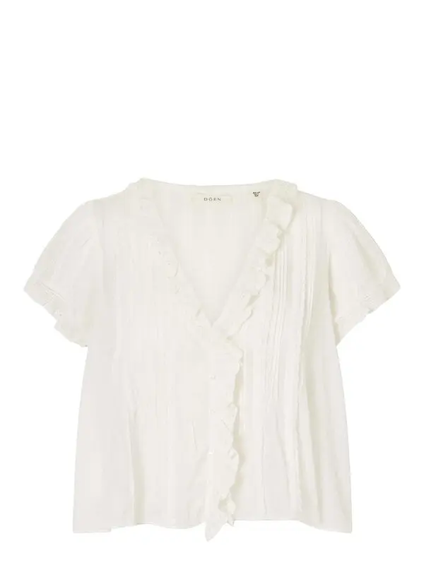 DÔEN Helena Lace-trimmed Organic Cotton Blouse - White