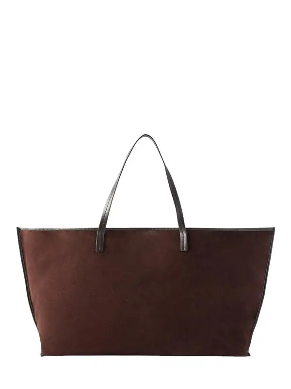 Staud Christos Large Leather-trimmed Suede Tote Bag - Brown