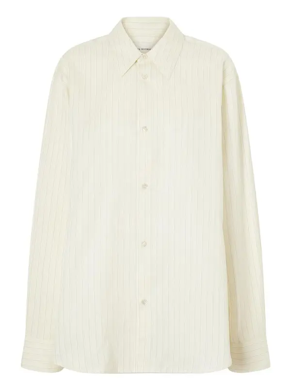 Studio Nicholson Striped Cotton And Silk-blend Shirt - Blue