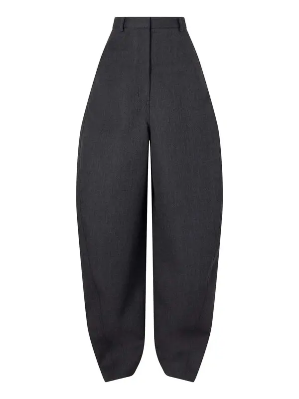 Balenciaga High-waist Barrel-leg Wool Pants - Gray