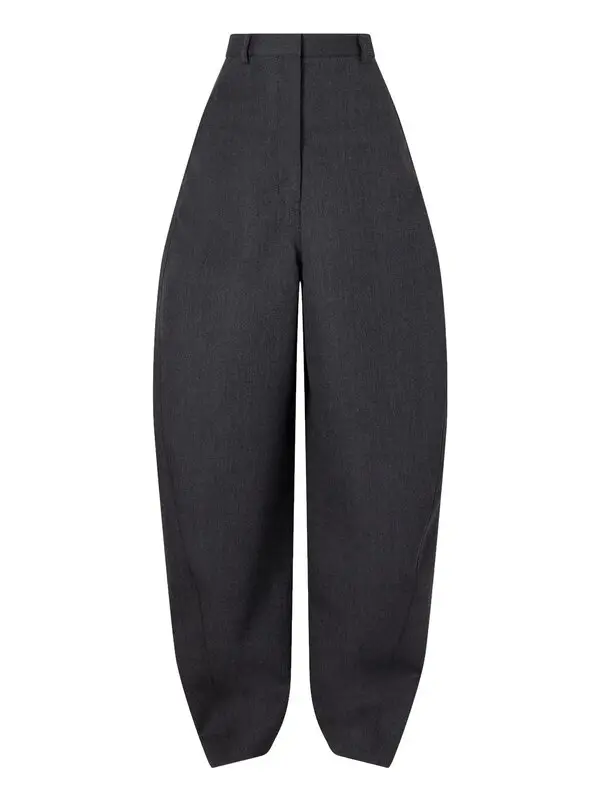 Balenciaga High-waist Barrel-leg Wool Pants - Gray