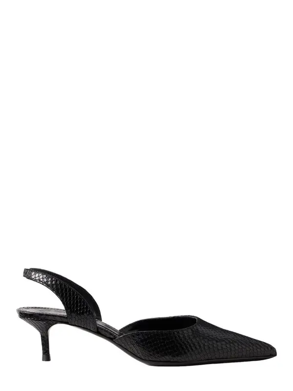 Staud Sebastian Snake-effect Leather Pumps - Black