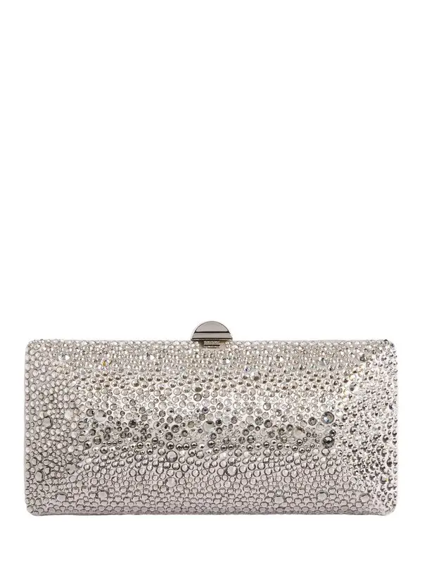 Rodo Satin Crystal-embellished Clutch Bag - Grey