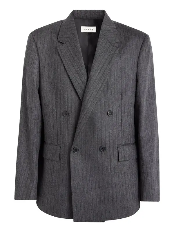 FRAME Wool Twill Pinstripe Blazer - Grey