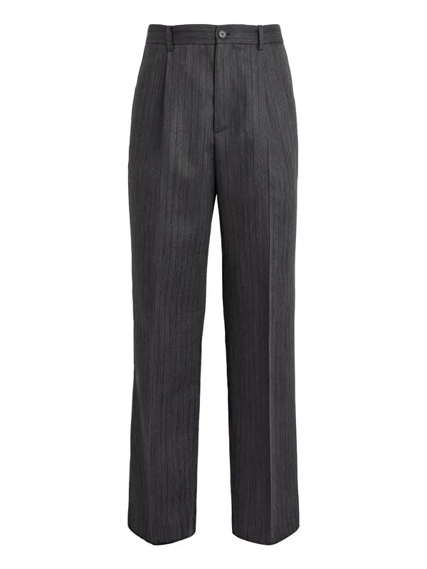 FRAME Wool Pinstripe Wide-leg Trousers - Grey
